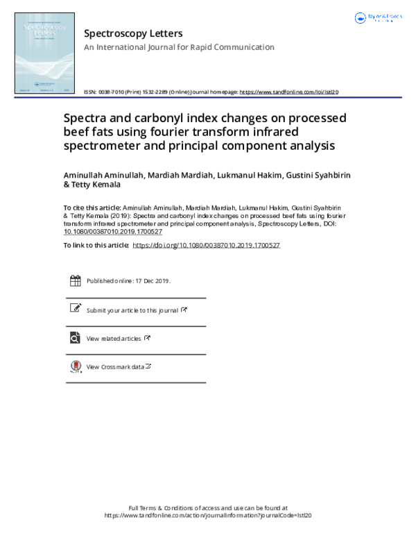 (PDF) Spectra and carbonyl index changes on processed beef fats using fourier transform infrared ...