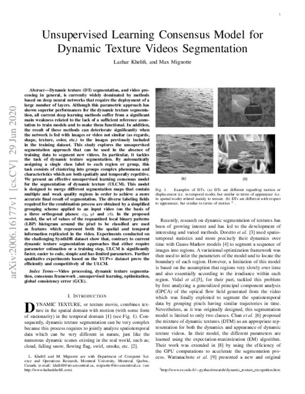 (PDF) Unsupervised Learning Consensus Model for Dynamic Texture Videos Segmentation