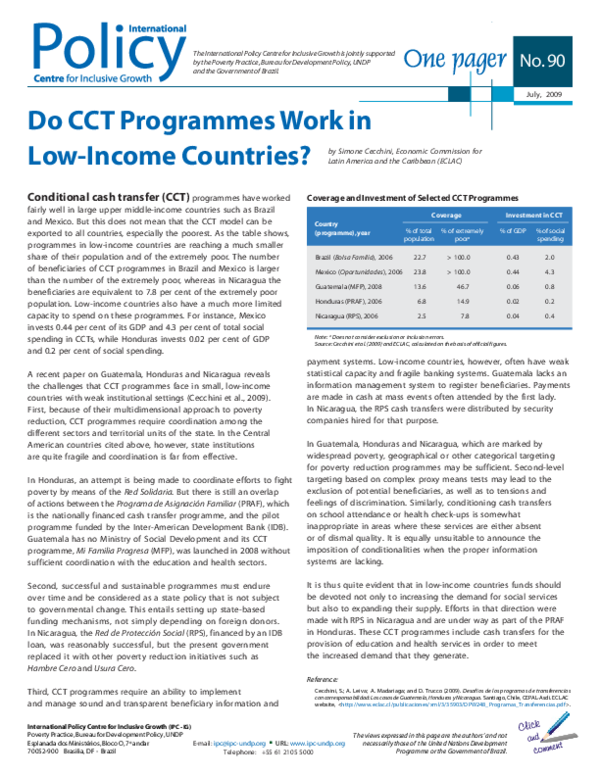 (PDF) Workability of Conditional Cash Transfer Programme in Nigeria