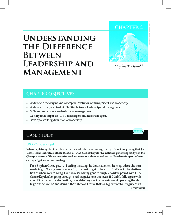 (PDF) Understanding the Difference Between Leadership and Management