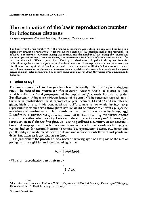 (PDF) The estimation of the basic reproduction number for infectious ...