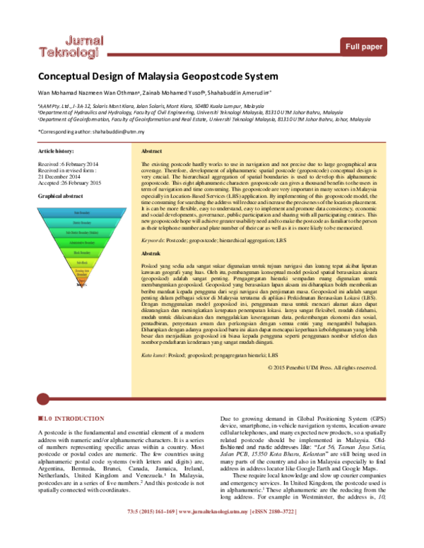 (PDF) Conceptual Design of Malaysia Geopostcode System