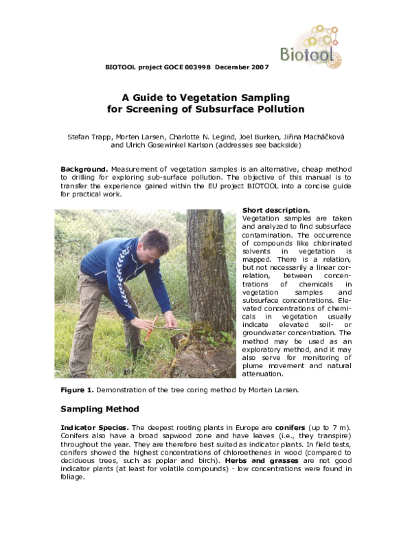 (PDF) A guide to vegetation sampling for screening of subsurface pollution