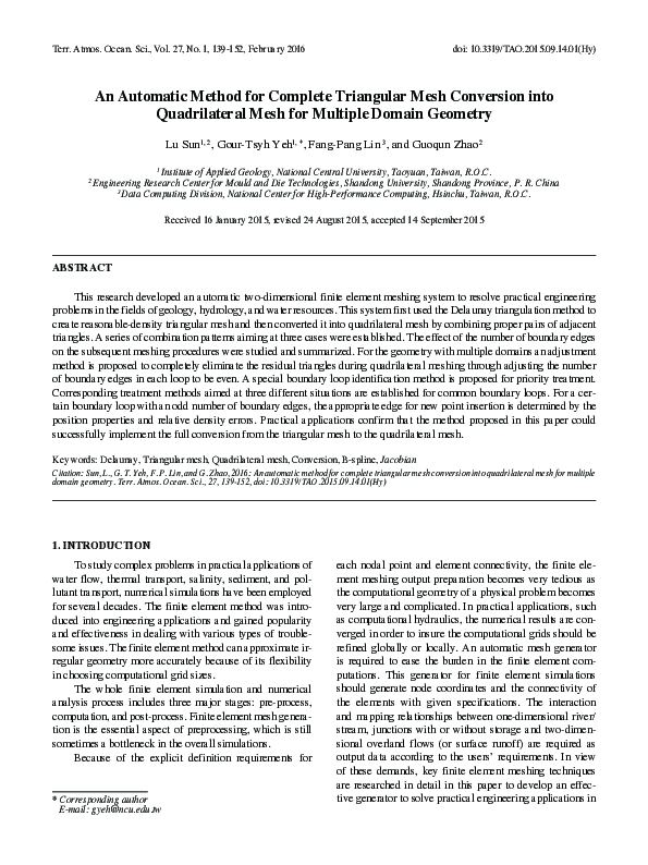 Pdf An Automatic Method For Complete Triangular Mesh Conversion Into