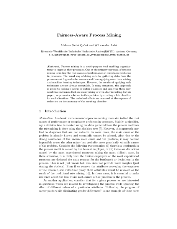 (PDF) Fairness-Aware Process Mining