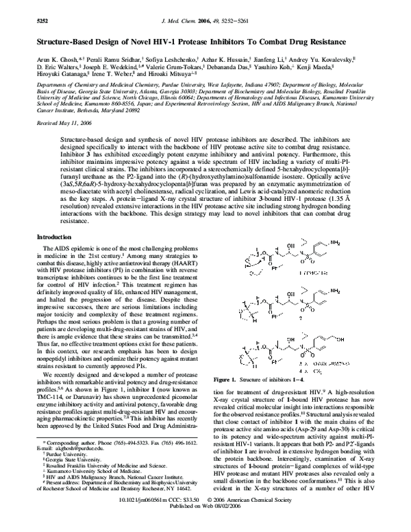 (PDF) Structure-Based Design of Novel HIV-1 Protease Inhibitors To Combat Drug Resistance
