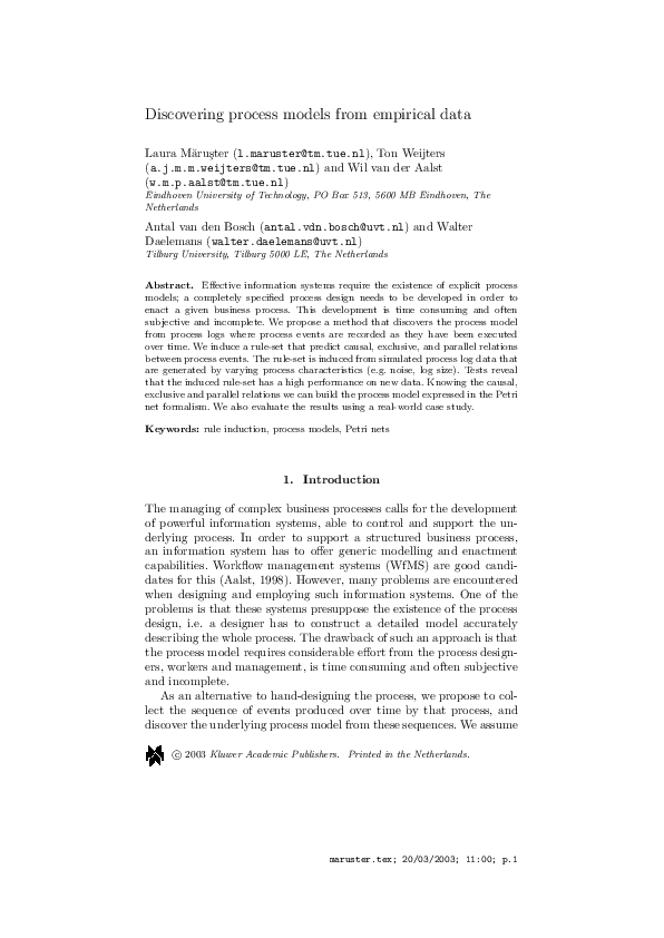 (PDF) Discovering process models from empirical data