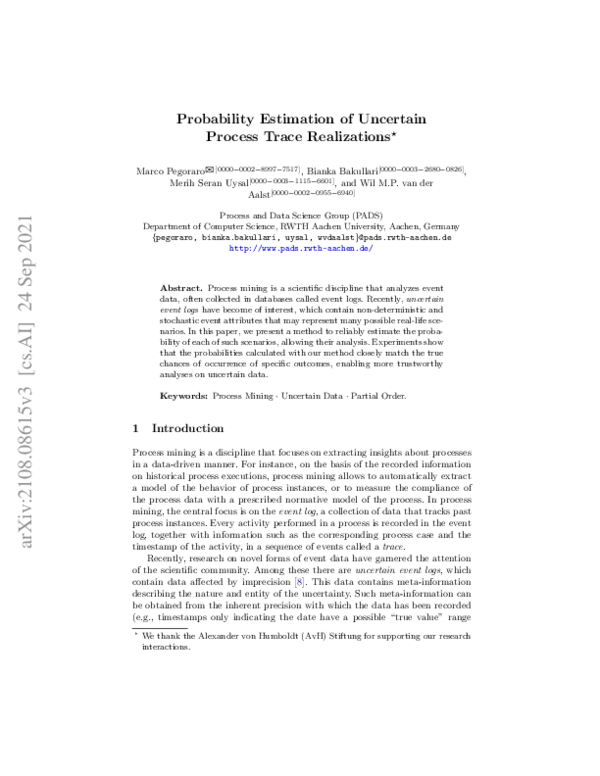 (PDF) Probability Estimation of Uncertain Process Trace Realizations