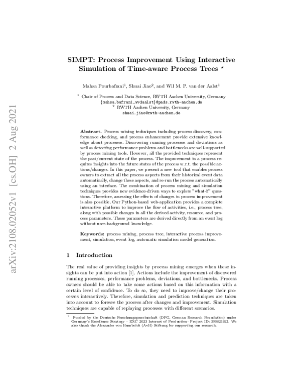 Pdf Simpt Process Improvement Using Interactive Simulation Of Time Aware Process Trees
