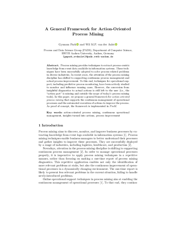 (PDF) A General Framework for Action-Oriented Process Mining