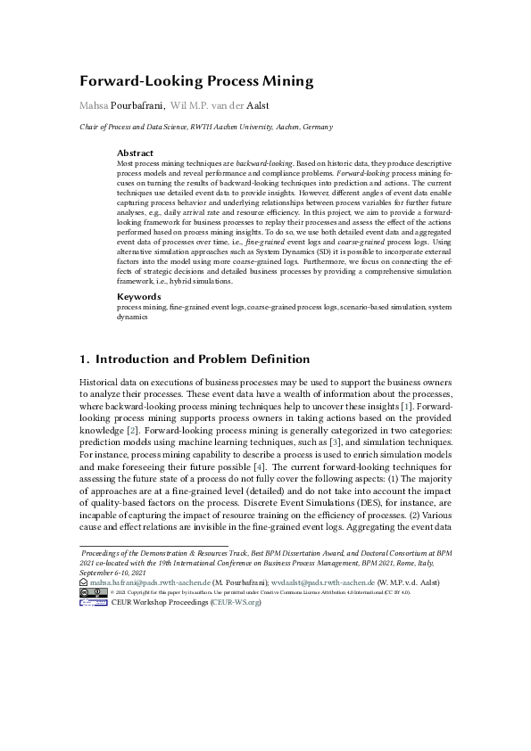 (PDF) Forward-Looking Process Mining