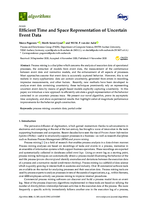 (PDF) Efficient Time and Space Representation of Uncertain Event Data