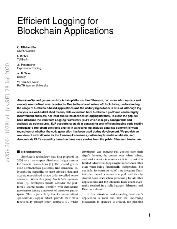 (PDF) Efficient Logging for Blockchain Applications