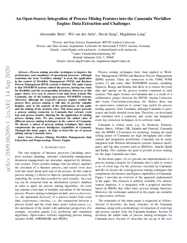 (PDF) An Open-Source Integration of Process Mining Features into the ...