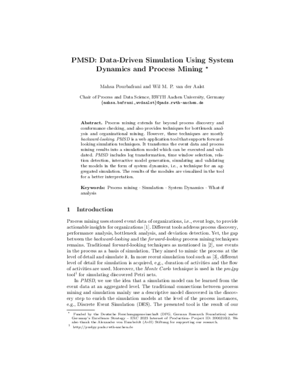 Pdf Pmsd Data Driven Simulation Using System Dynamics And Process Mining