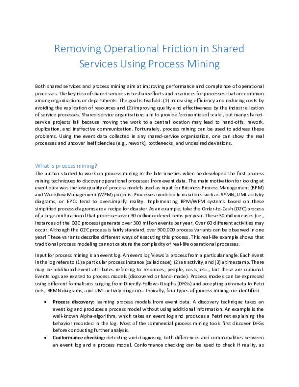 (PDF) Removing Operational Friction in Shared Services Using Process Mining