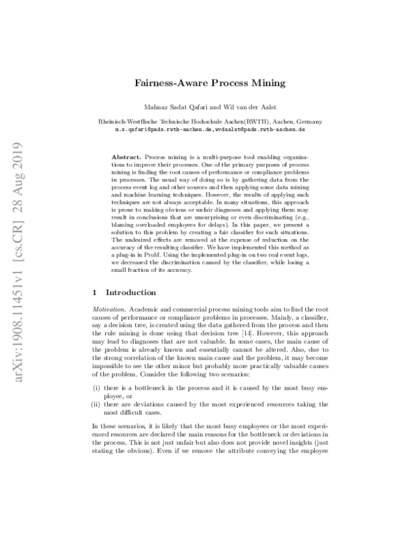 (PDF) Fairness-Aware Process Mining