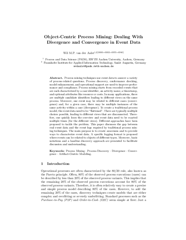 (PDF) Object-Centric Process Mining Methods
