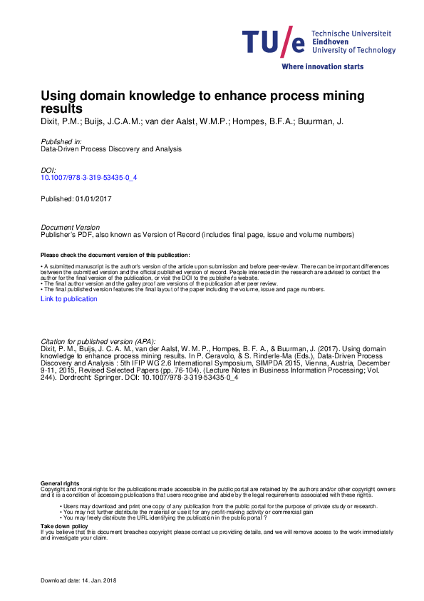 (PDF) Using domain knowledge to enhance process mining results
