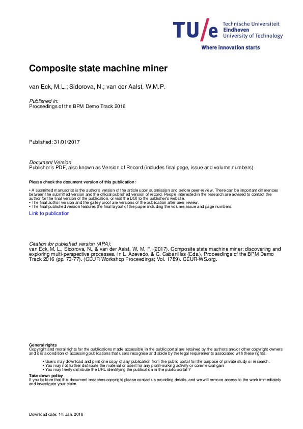 (PDF) Composite state machine miner | Wil van der Aalst - Academia.edu