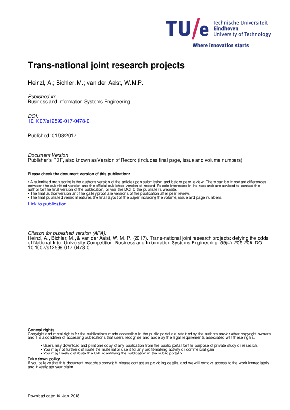 (PDF) Trans-national joint research projects