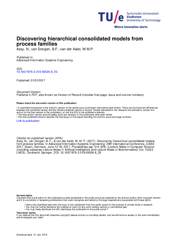 (PDF) Discovering hierarchical consolidated models from process families