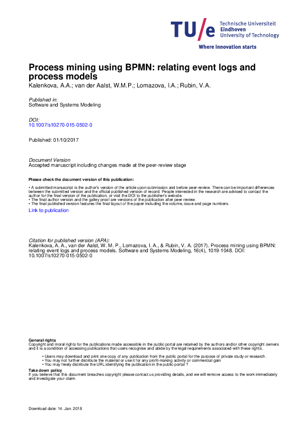 (PDF) Process mining using BPMN: relating event logs and process models