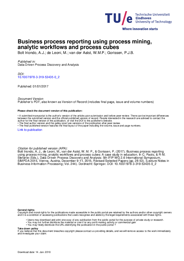 (PDF) Business process reporting using process mining, analytic ...