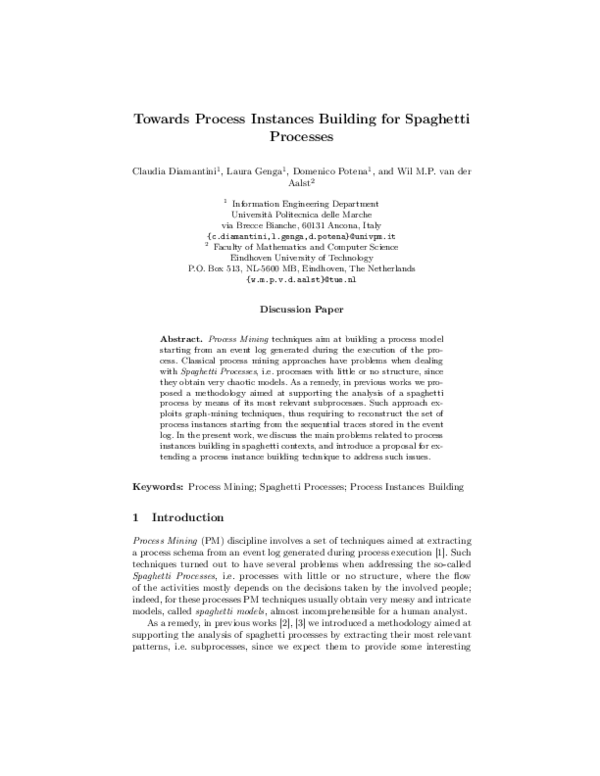 (PDF) Towards Process Instances Building for Spaghetti Processes