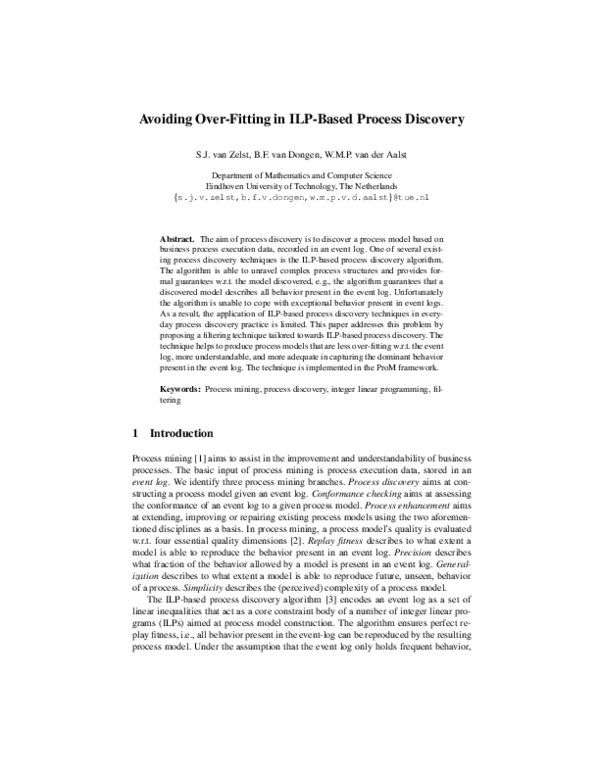(PDF) Avoiding Over-Fitting in ILP-Based Process Discovery