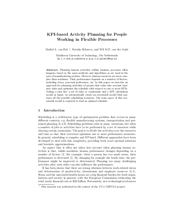 (PDF) KPI-based Activity Planning for People Working in Flexible Processes