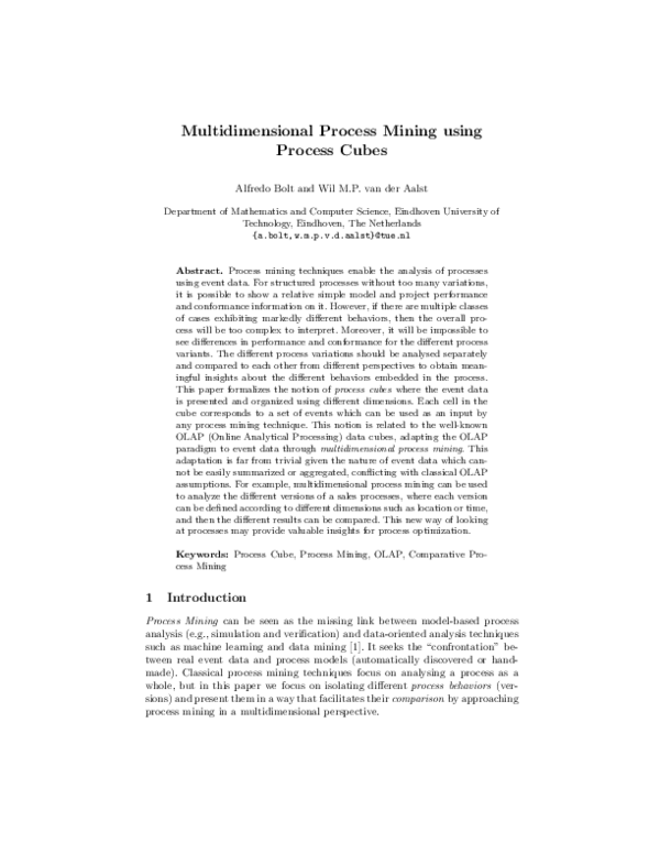 (PDF) Multidimensional Process Mining using Process Cubes