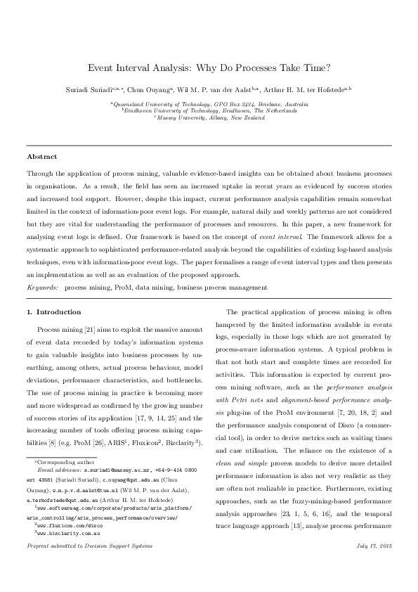 (PDF) Event Interval Analysis: Why Do Processes Take Time