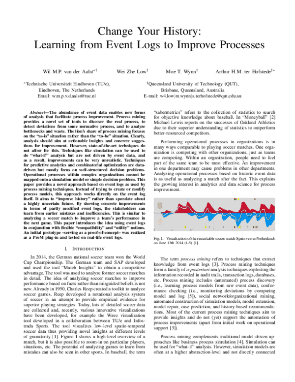 (PDF) Change Your History: Learning from Event Logs to Improve Processes