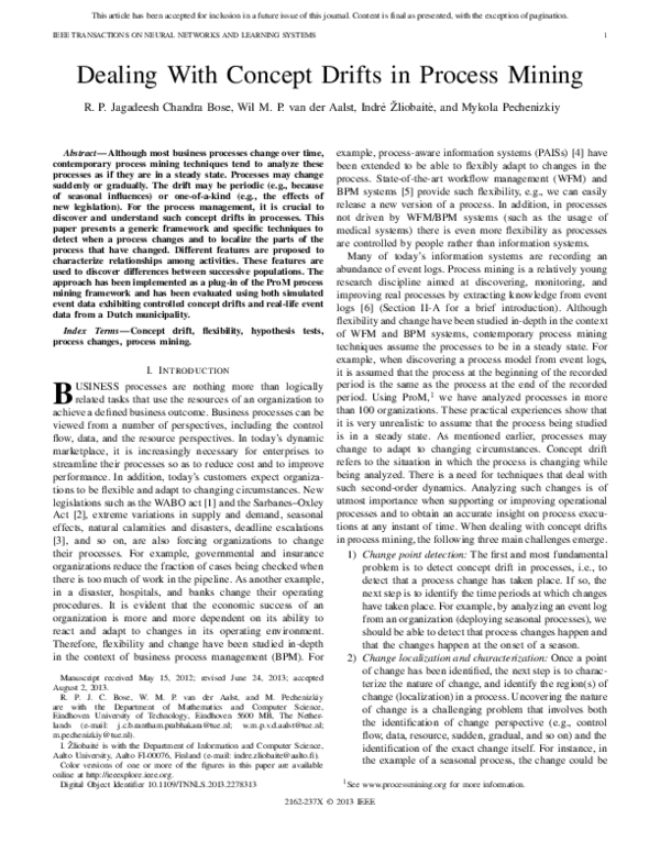 (PDF) Dealing With Concept Drifts in Process Mining (PDF) Dealing With Concept Drifts in Process Mining