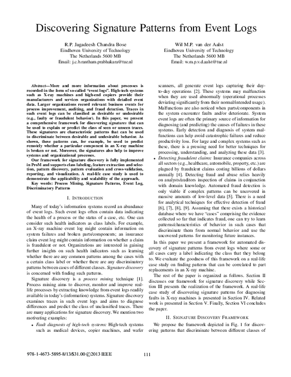 (PDF) Discovering Signature Patterns from Event Logs