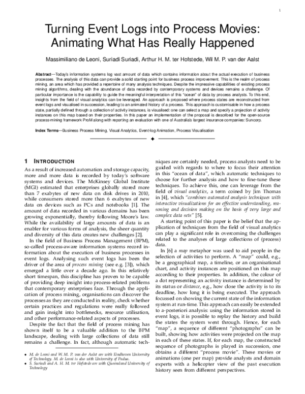 (PDF) Turning Event Logs into Process Movies: Animating What Has Really ...
