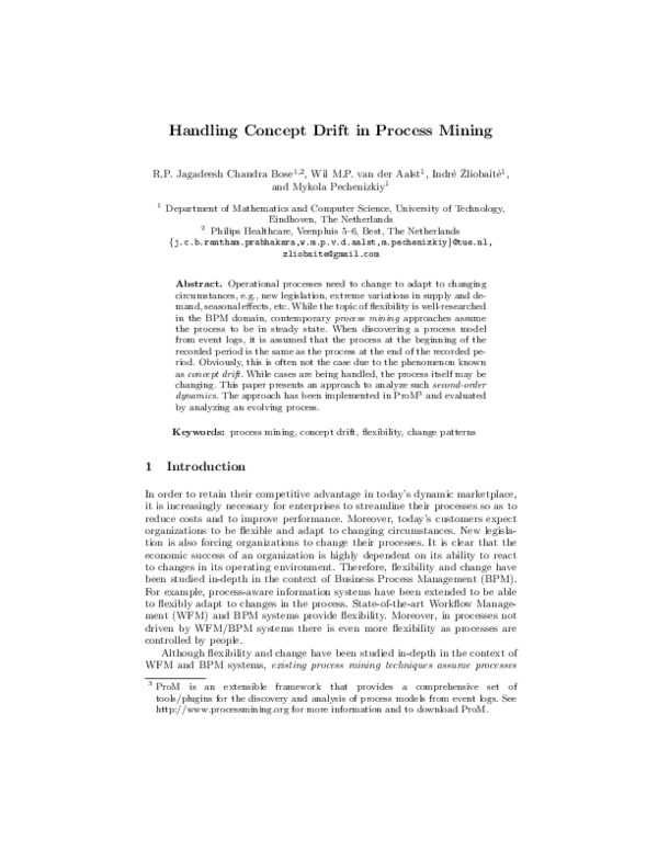 (PDF) Handling Concept Drift in Process Mining | Wil van der Aalst - Academia.edu