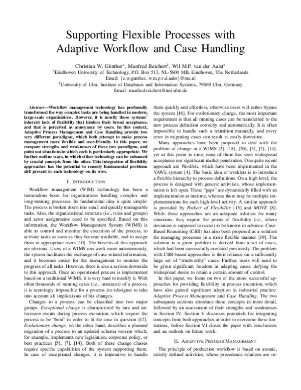 (PDF) Supporting Flexible Processes with Adaptive Workflow and Case ...
