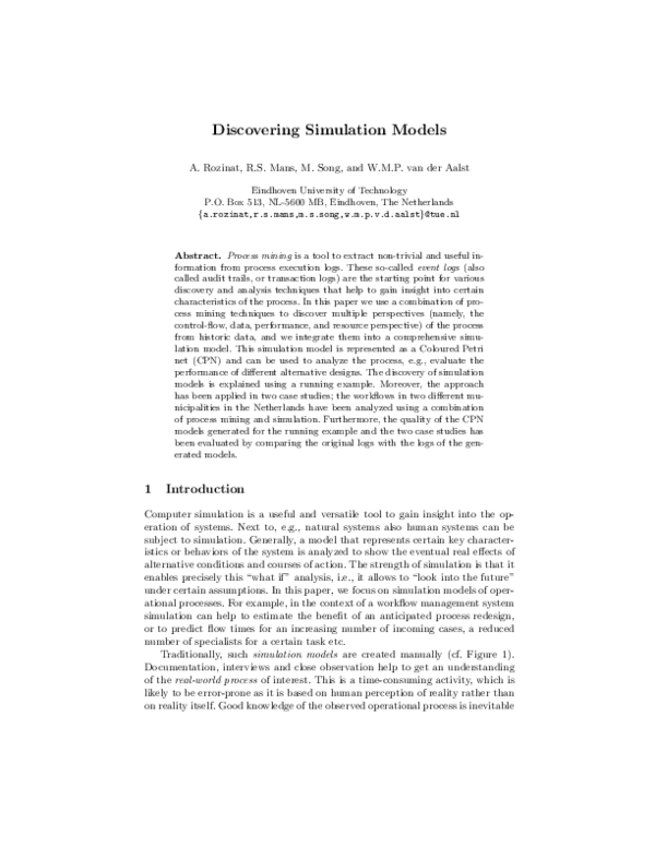 Pdf Discovering Simulation Models