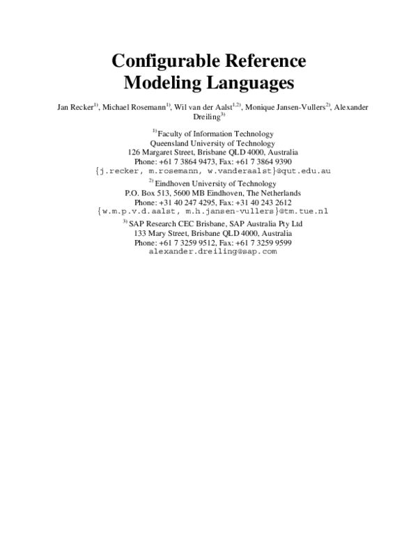 (PDF) Configurable Reference Modeling Languages
