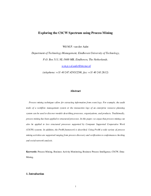 (PDF) Exploring the CSCW Spectrum using Process Mining