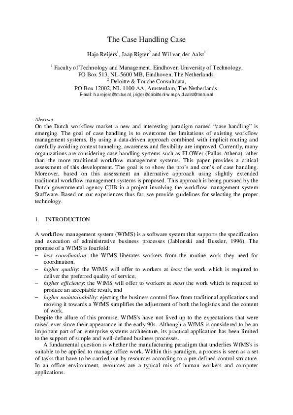 (PDF) The Case Handling Case