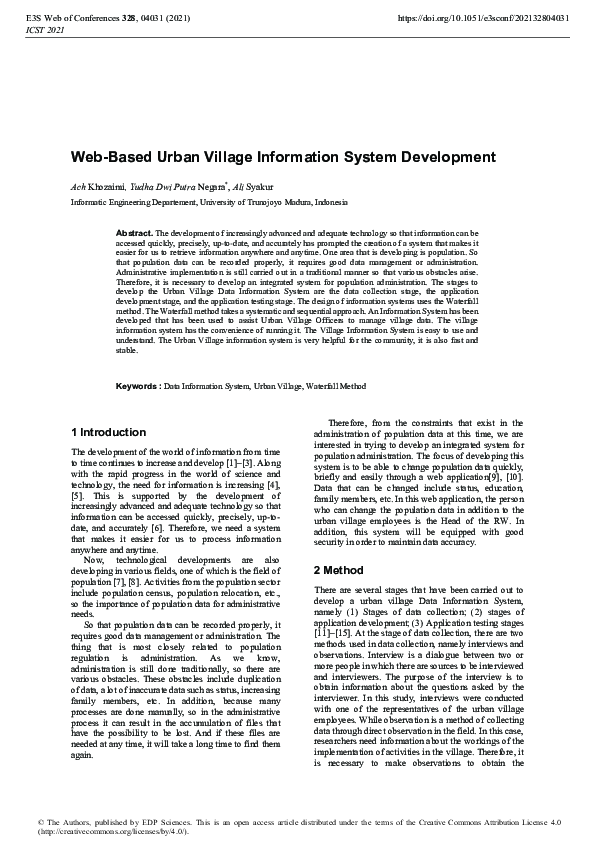 (PDF) Web-Based Urban Village Information System Development