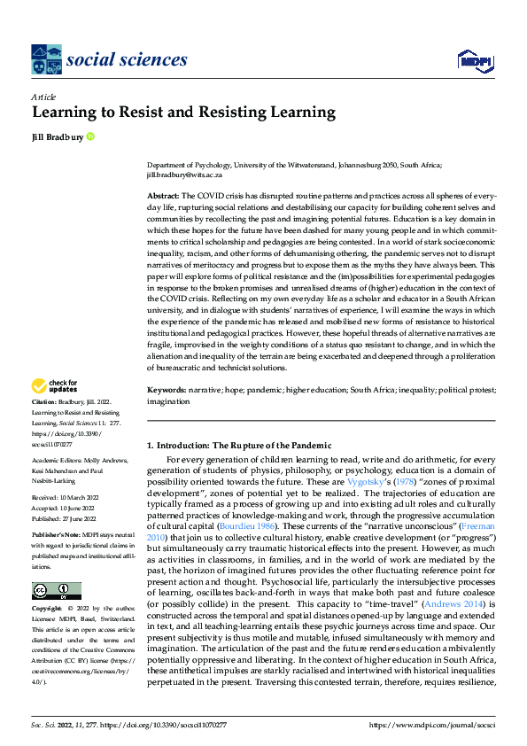 (PDF) Learning to Resist and Resisting Learning