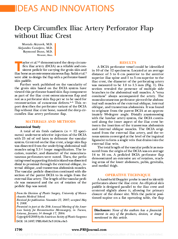 (PDF) Deep Circumflex Iliac Artery Perforator Flap without Iliac Crest