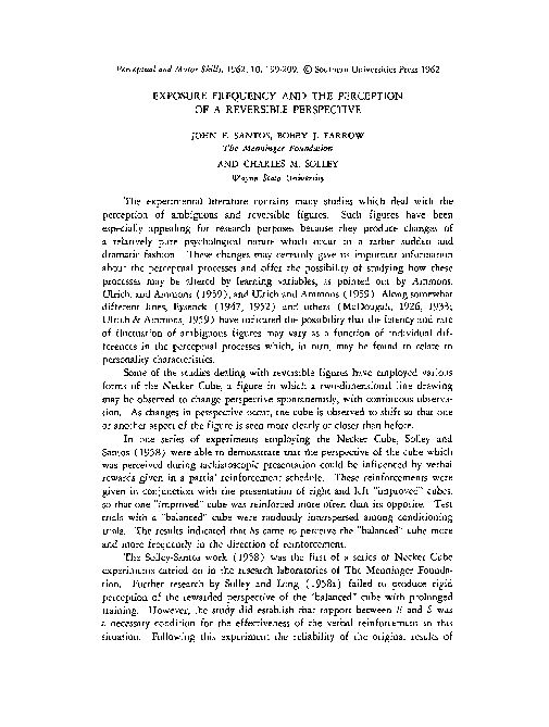 (PDF) Exposure Frequency and the Perception of a Reversible Perspective