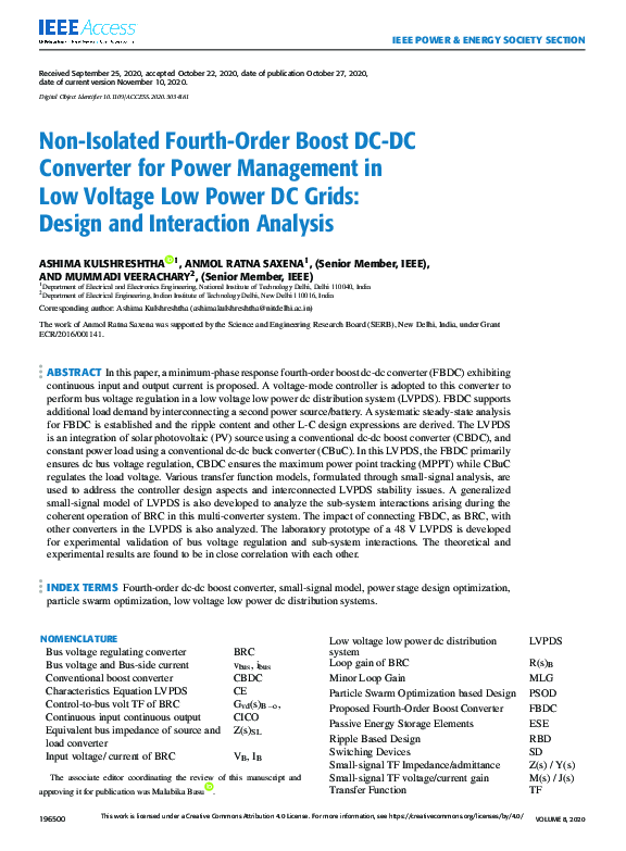 (PDF) Non-Isolated Fourth-Order Boost DC-DC Converter for Power Management in Low Voltage Low ...