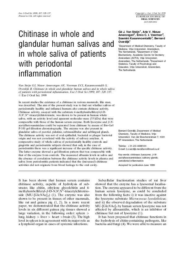 (PDF) Chitinase in whole and glandular human salivas and in whole ...