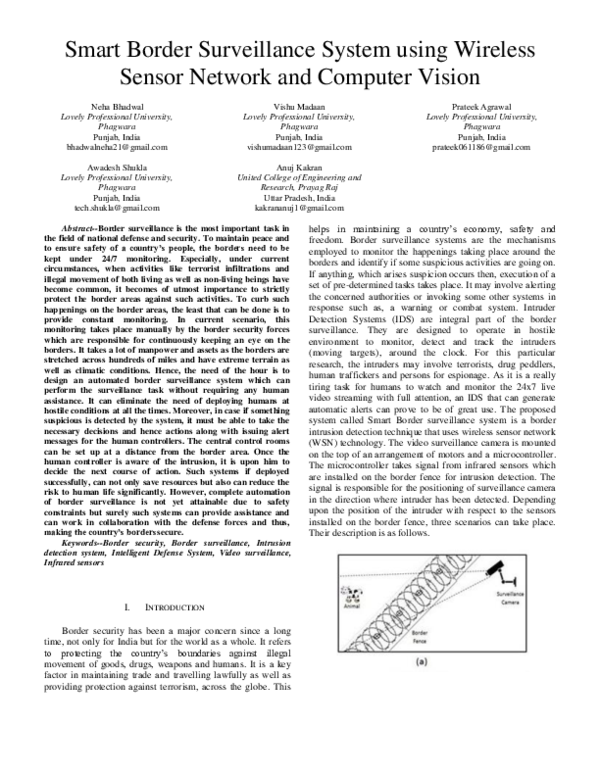 Pdf Smart Border Surveillance System Using Wireless Sensor Network